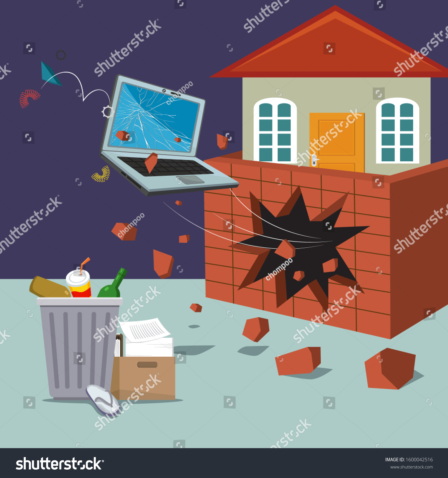 Throwing Computer Images Illustration Vector Cartoon Stock Vector ...