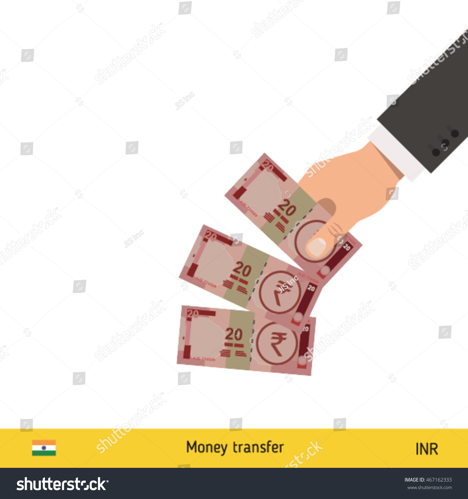 Throwing Three Rupee Indian Rupee Banknote Stock Vector (Royalty Free ...