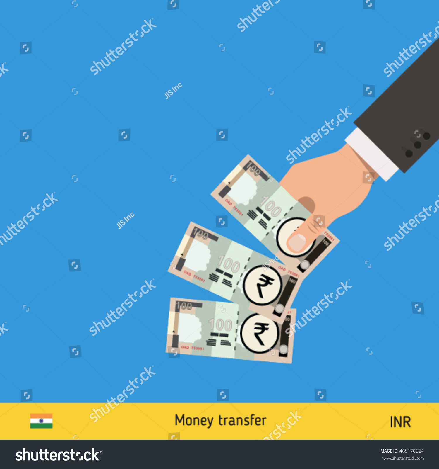 Throwing Three Rupee Indian Rupee Banknote Stock Vector (Royalty Free ...