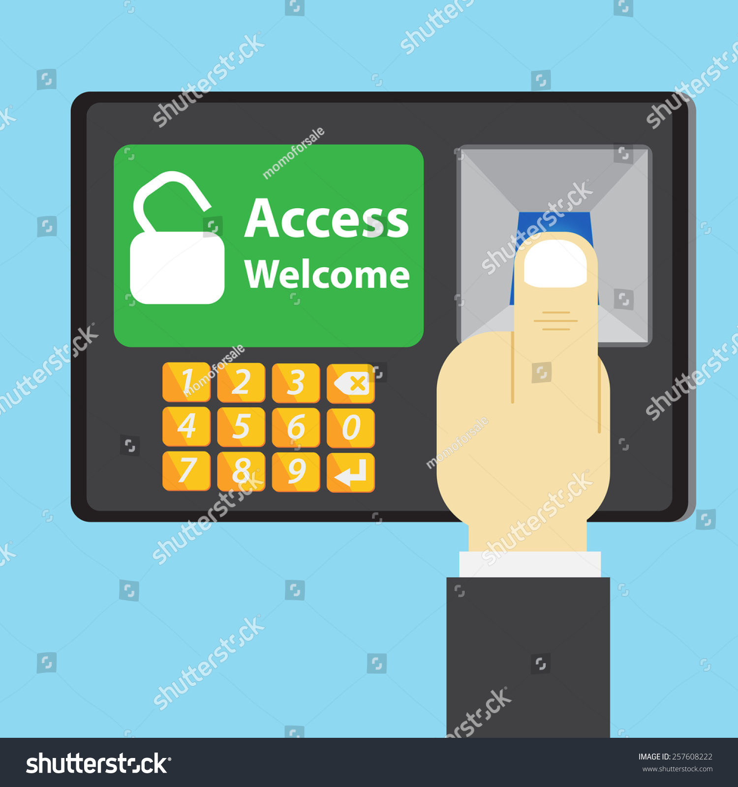 Thumb Scan On Access Control Stock Vector (Royalty Free) 257608222