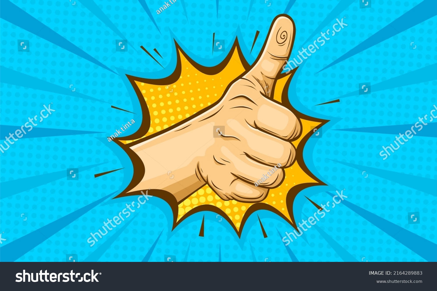 Thumb Hand Gesture Cartoon Comic Background Stock Vector (Royalty Free ...