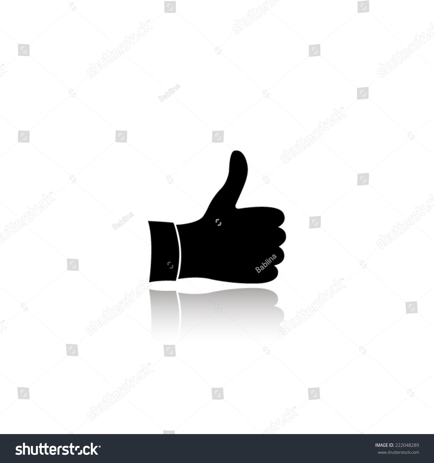 Thumb Icon Black Vector Illustration Reflection Stock Vector (Royalty ...