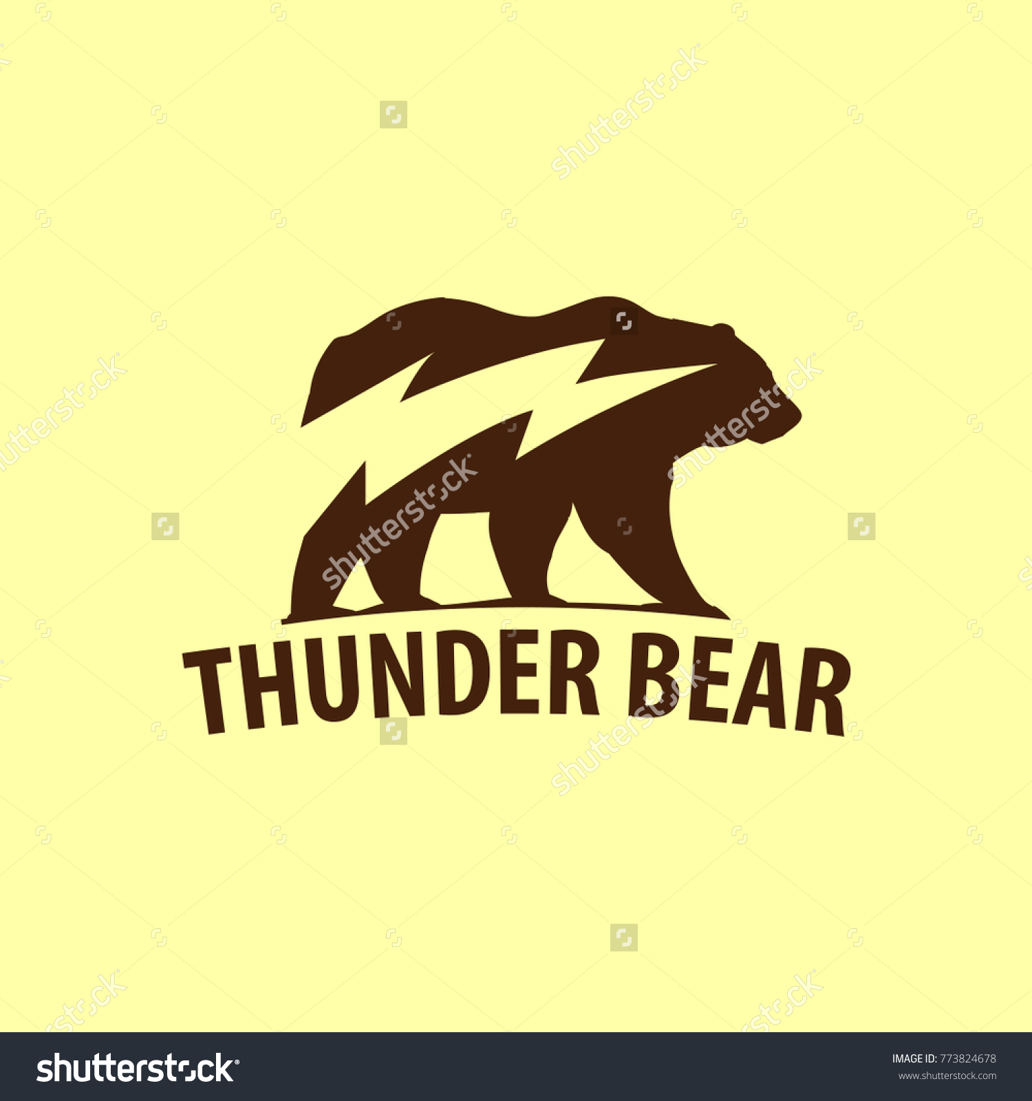 Thunder Bear Logo Layered Vector Illustration: เวกเตอร์สต็อก (ปลอดค่าลิขสิทธิ์) 773824678
