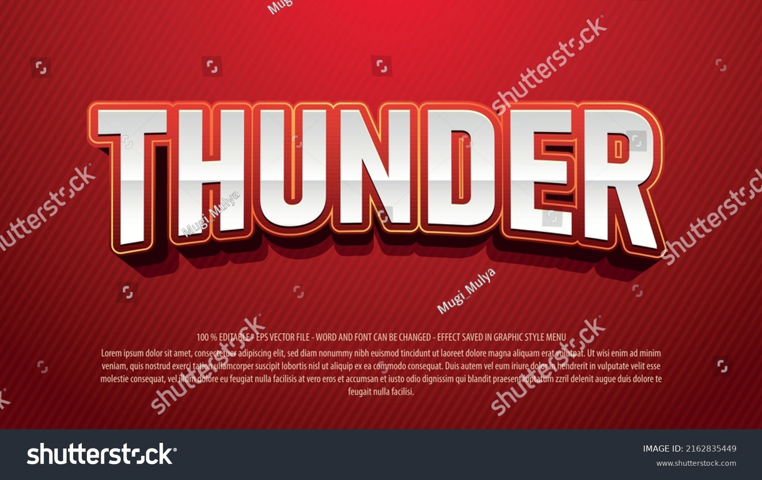 Thunder 3d Style Text Effect Template Stock Vector (Royalty Free ...