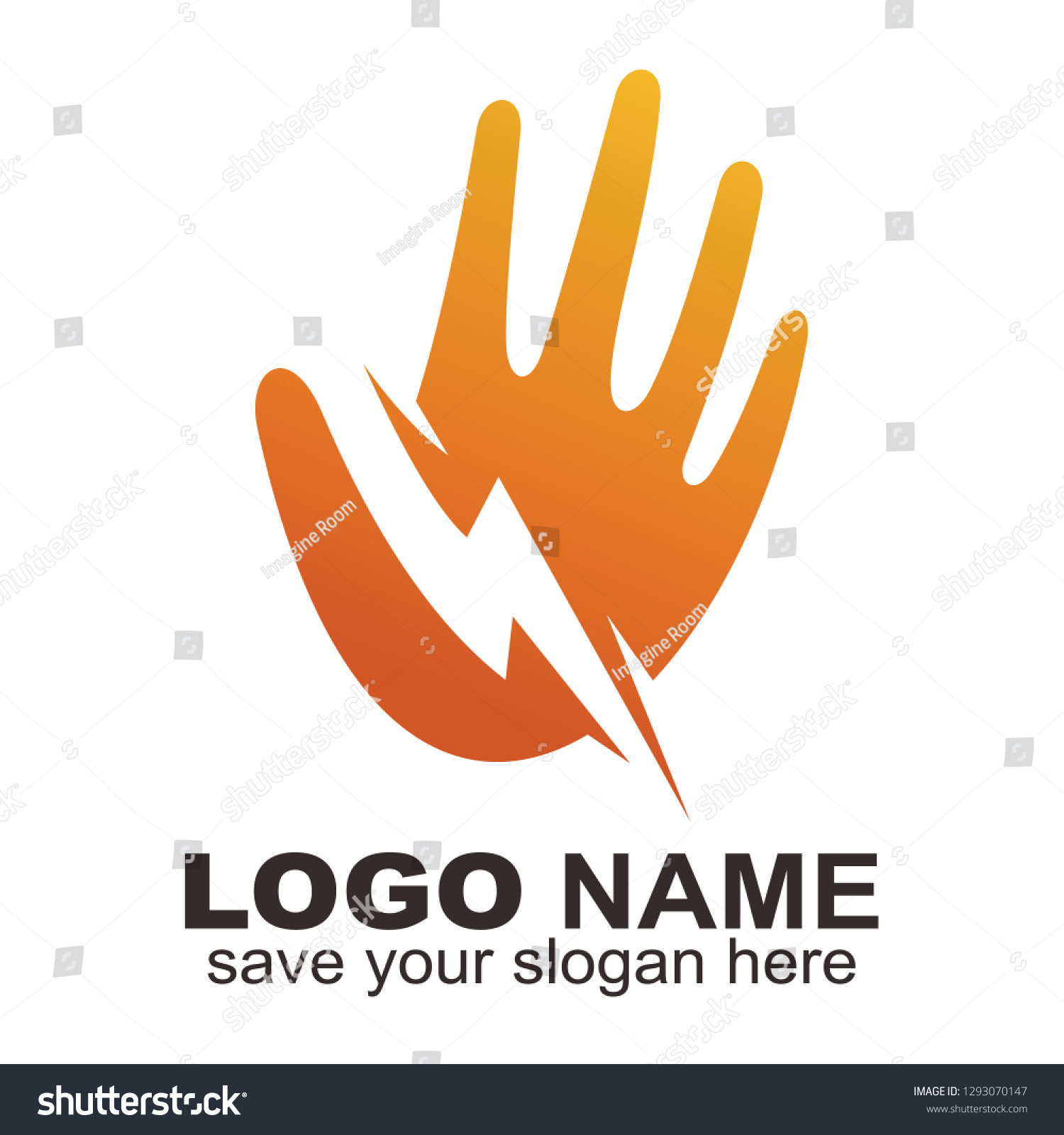 Thunder Hand Logo Template Hand Logo Stock Vector (Royalty Free) 1293070147