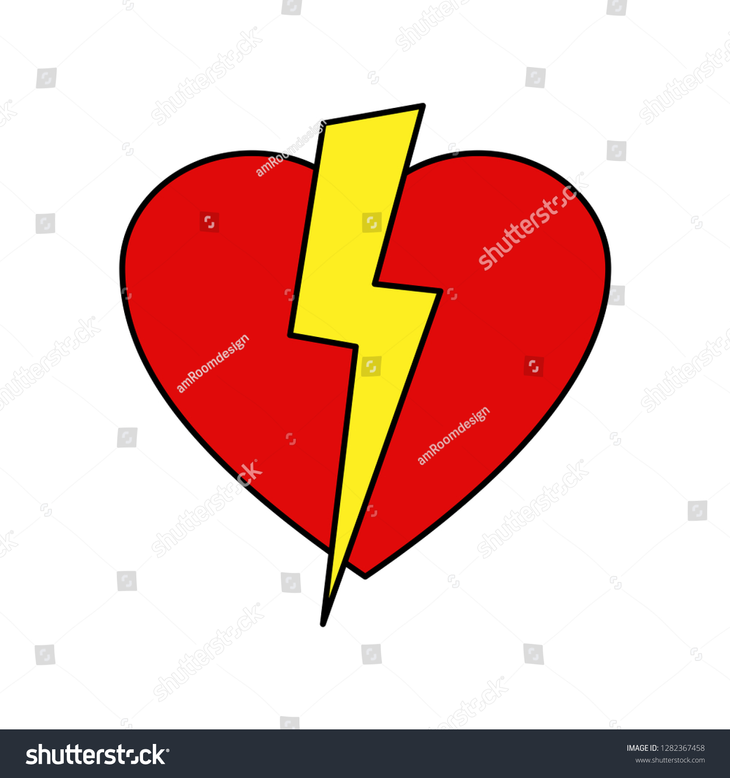 Thunder Heart Logo Icon Stock Vector (Royalty Free) 1282367458