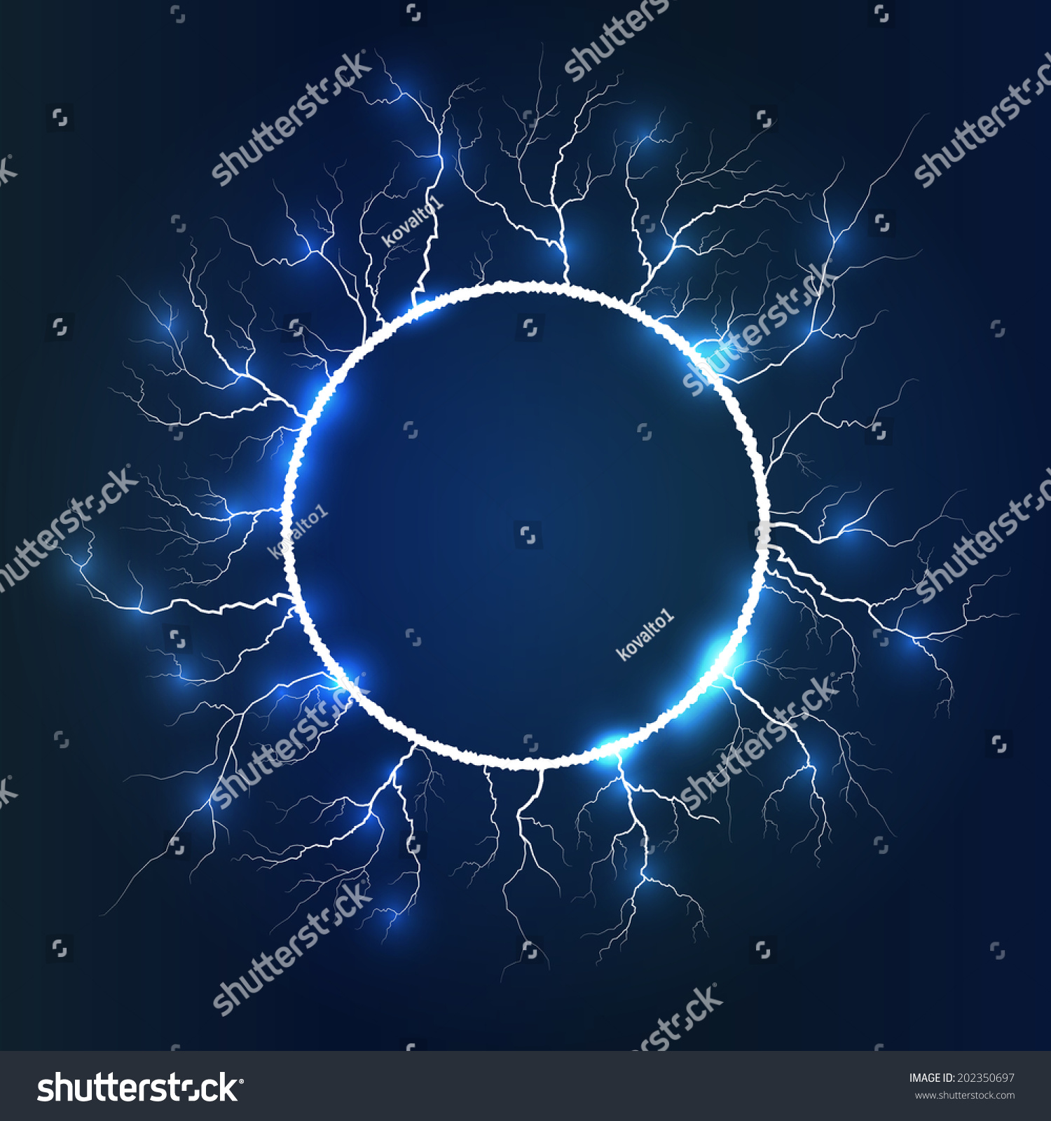 Thunder Lighting Round Frame Design Vector: เวกเตอร์สต็อก (ปลอดค่า ...