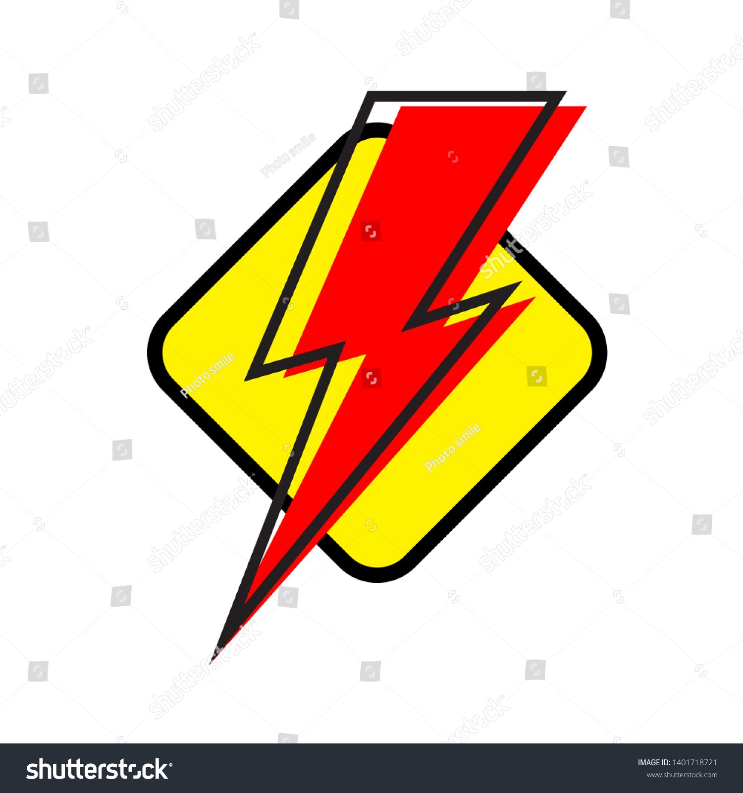 Thunder Logo Warning Sign Stock Vector (Royalty Free) 1401718721