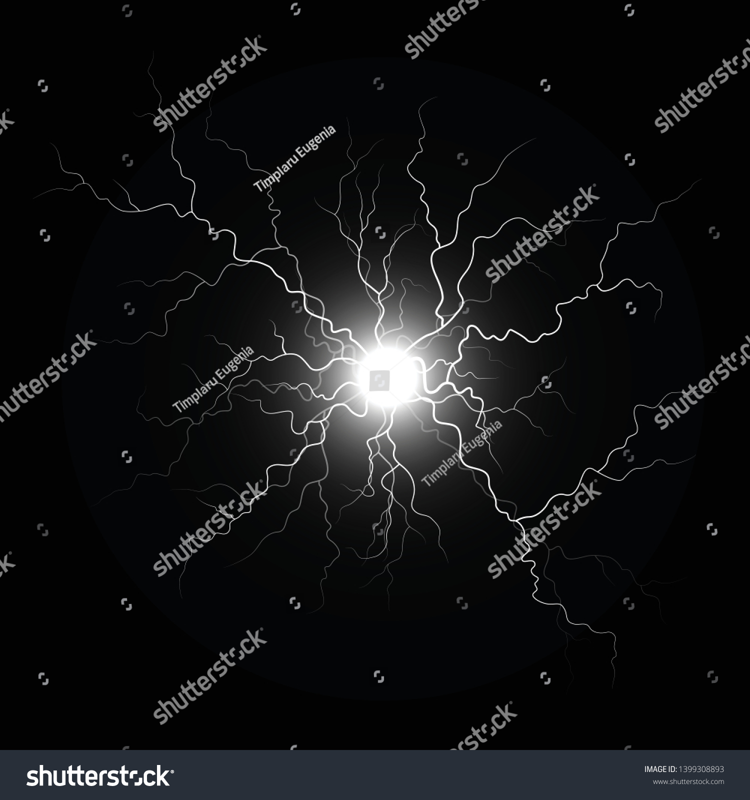 Thunderbolt Vector Illustration Isolated On Black Stock Vector (Royalty ...