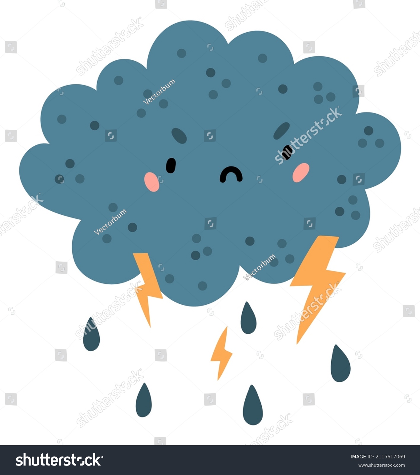 Thunderstorm Icon Angry Cloud Lightning Thunder Stock Vector (Royalty ...