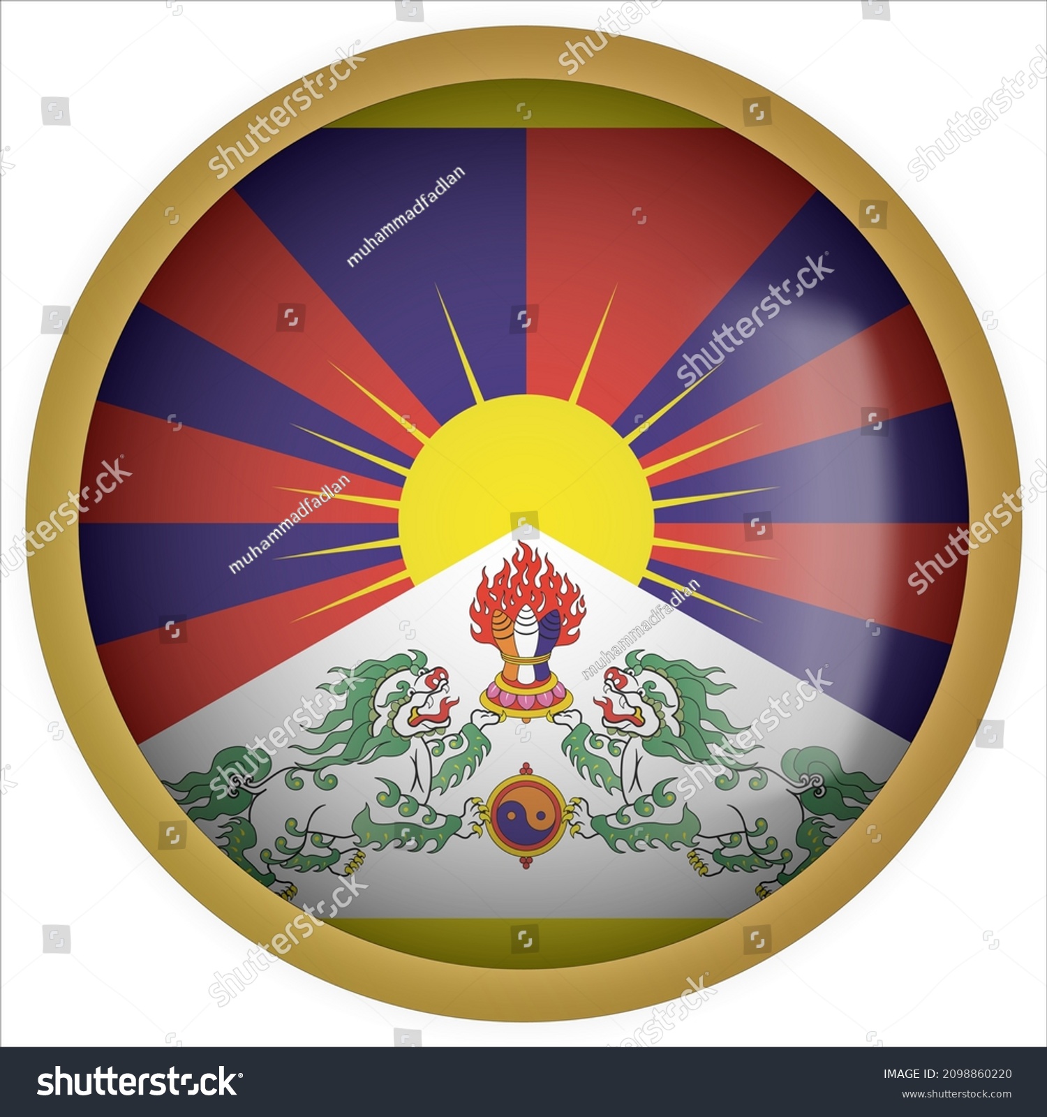 Tibet 3d Rounded Flag Button Icon Stock Vector (Royalty Free ...