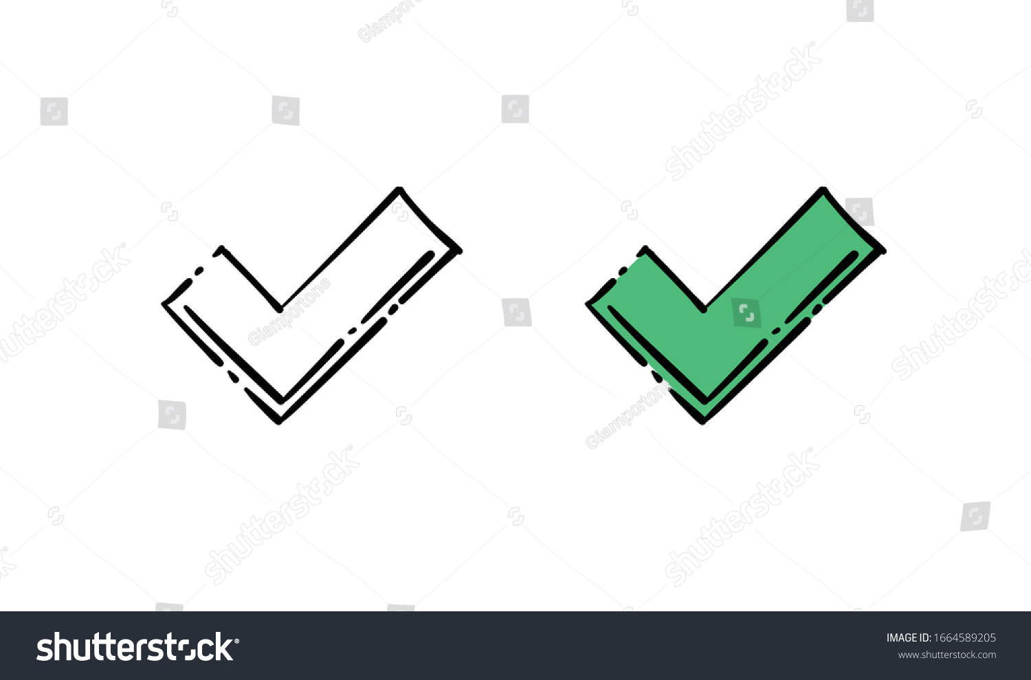 Tick Approval Symbol Hand Drawn Checkmark Stock Vector (Royalty Free ...