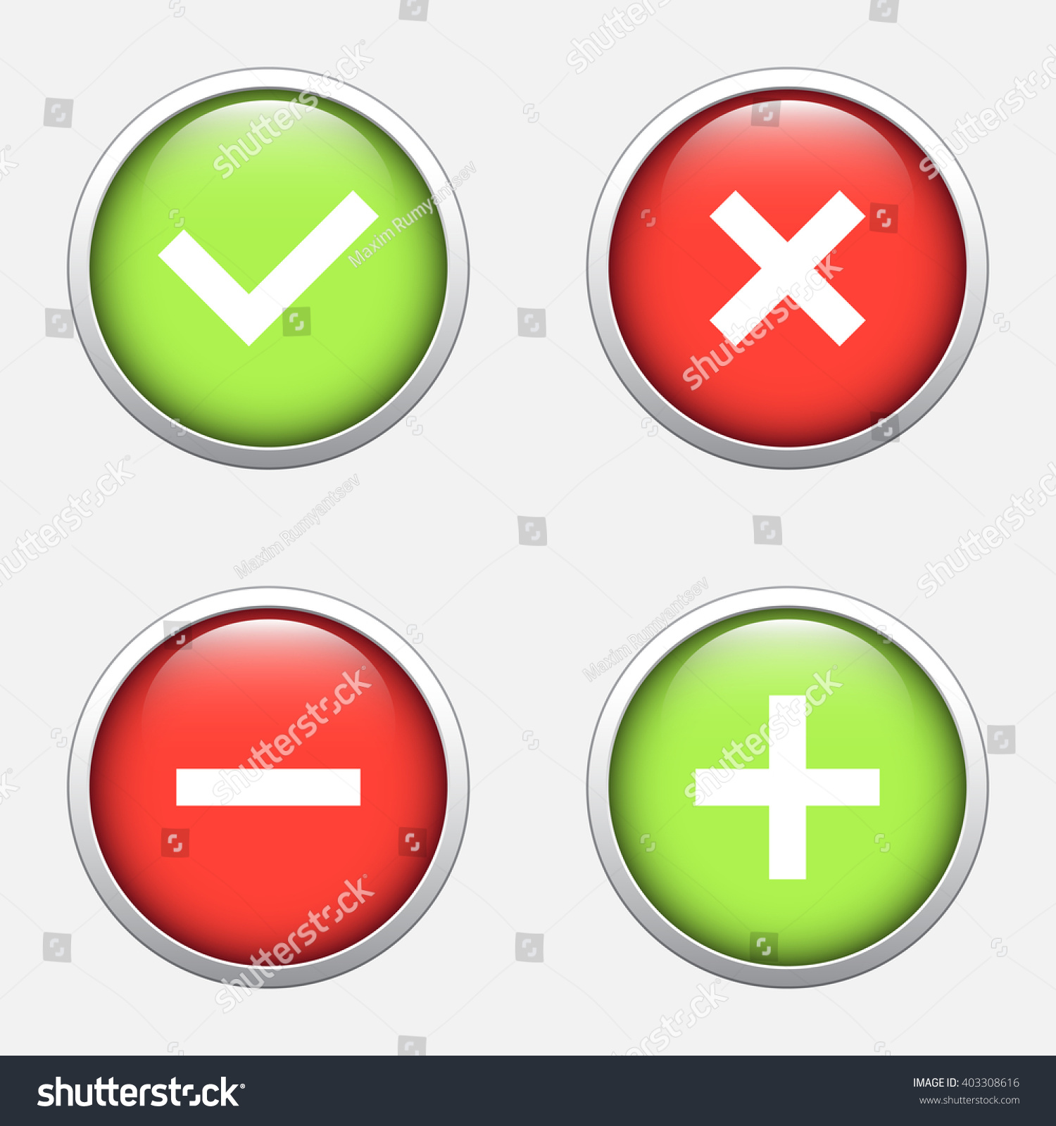 Tick Cross Plus Minus Icon Set Stock Vector (Royalty Free) 403308616