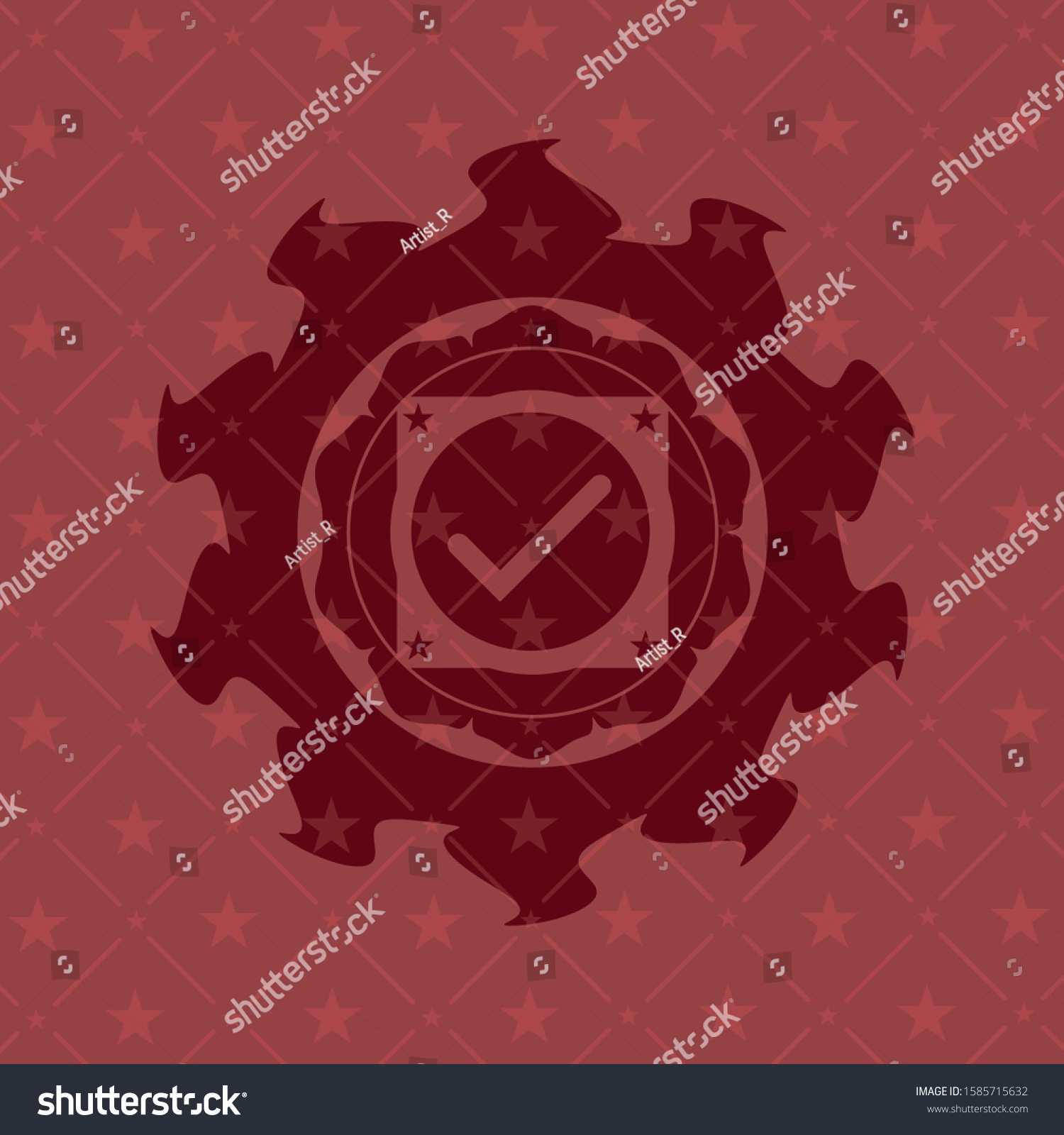 Tick Icon Inside Badge Red Background Stock Vector (Royalty Free ...