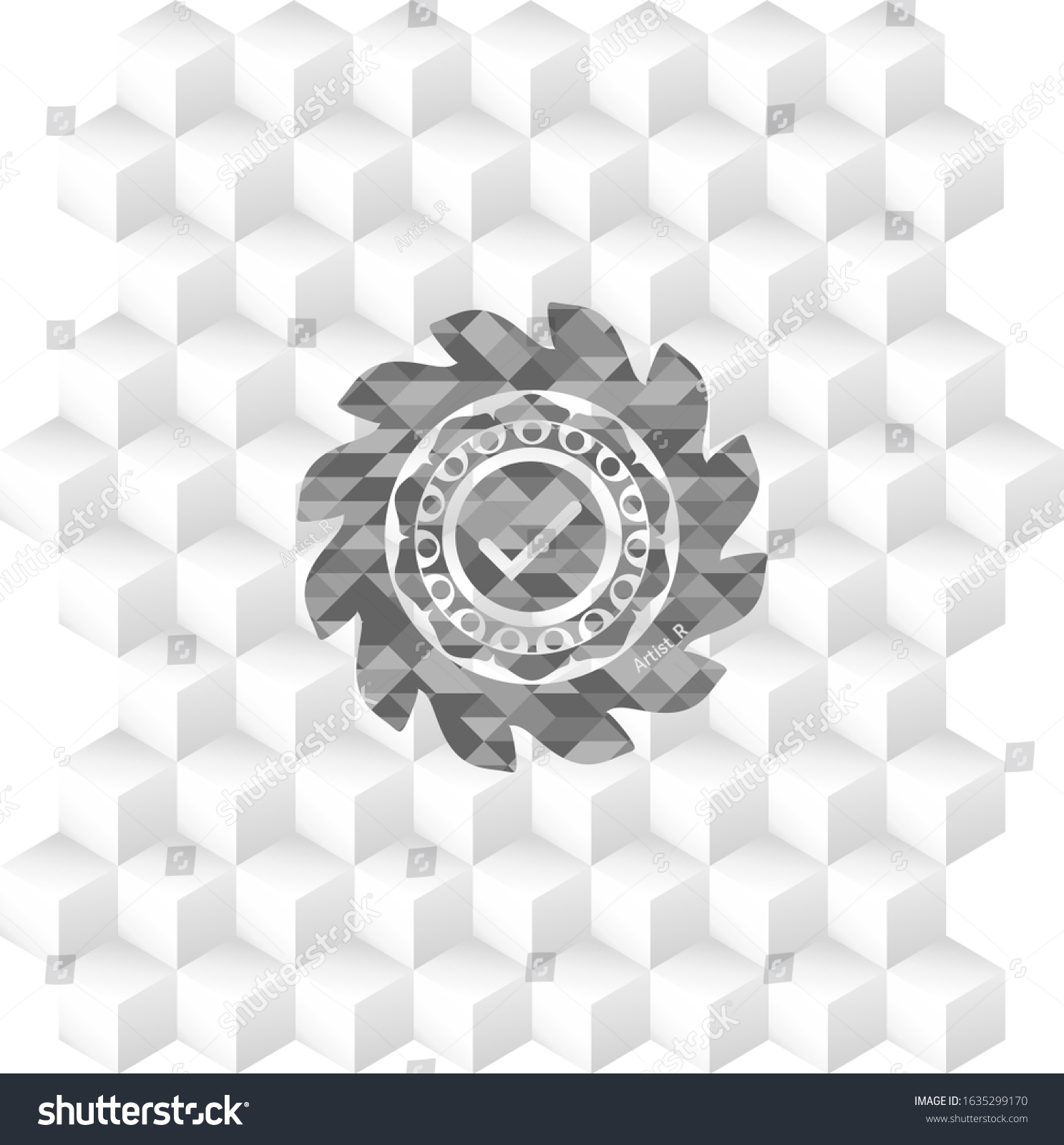 Tick Icon Inside Grey Emblem Cube Stock Vector (Royalty Free ...