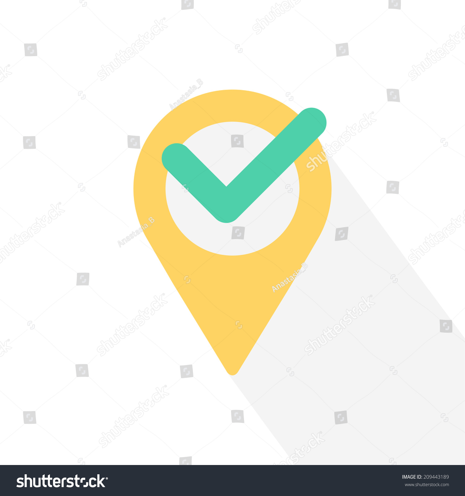 Tick Icon Map Pin Flat Design Stock Vector (Royalty Free) 209443189