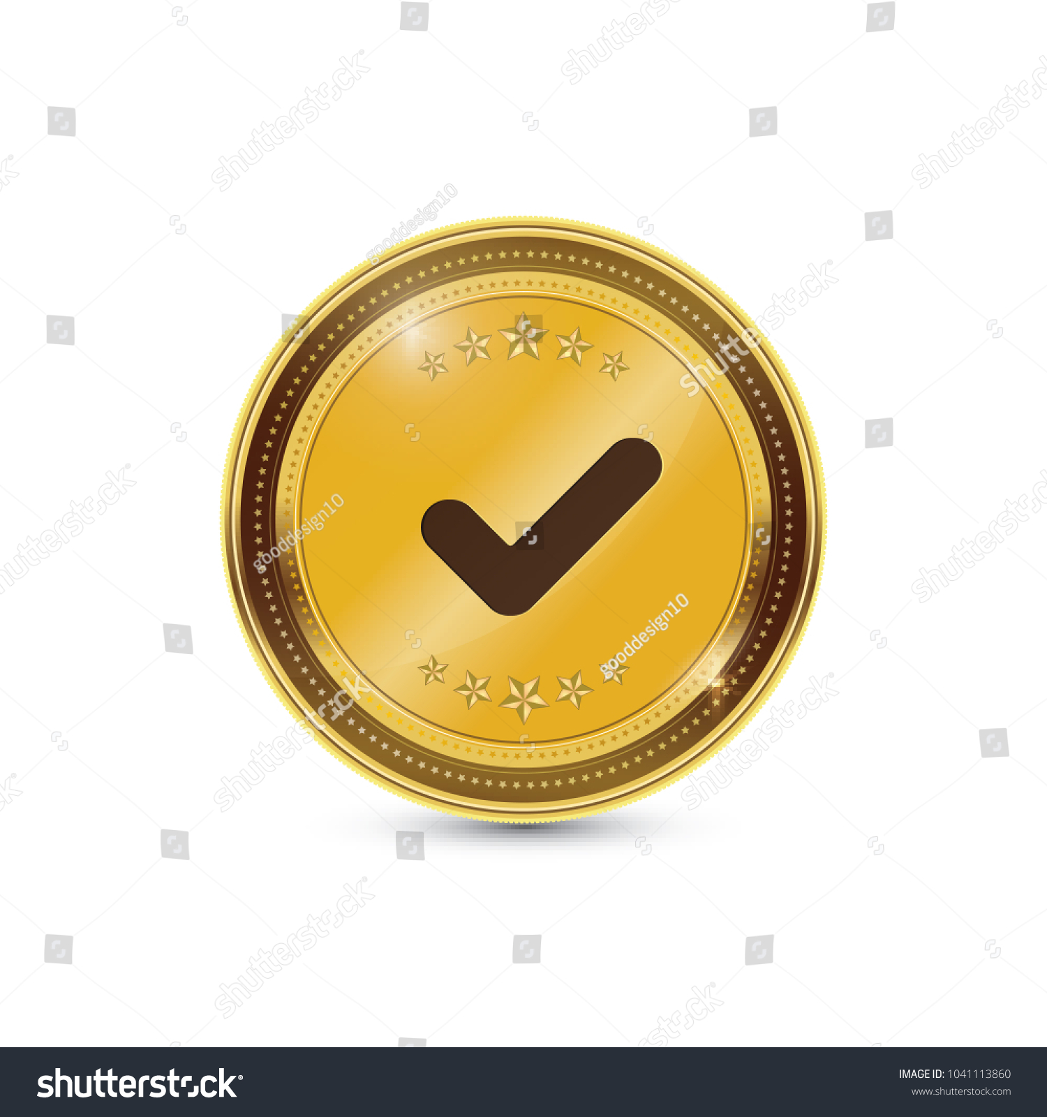 Tick Mark Circular Gold Vector Web Stock Vector (Royalty Free) 1041113860