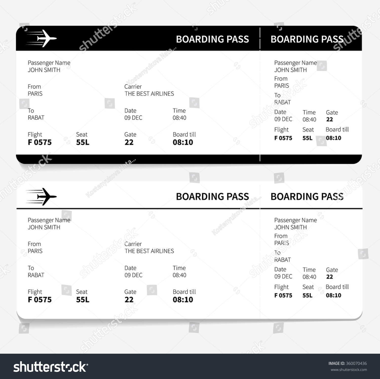 Ticket Boarding Pass Stock Vector (Royalty Free) 360070436 | Shutterstock