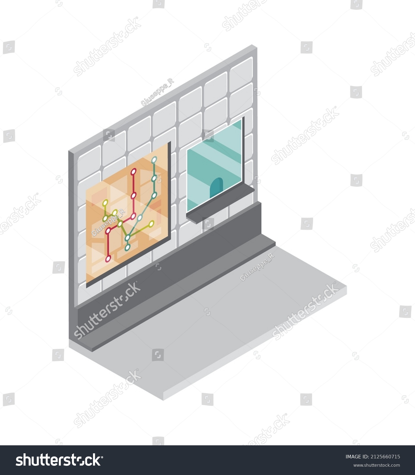 Ticket Booth Subway Map Isometric Stock Vector (Royalty Free) 2125660715