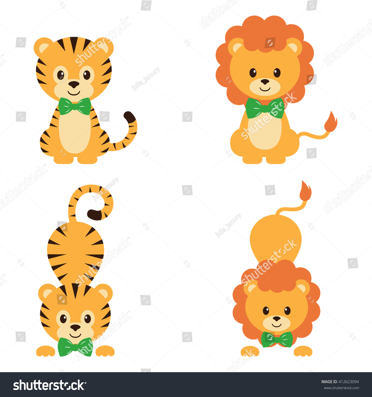 Tiger Lion Set Stock Vector (Royalty Free) 412623094 | Shutterstock