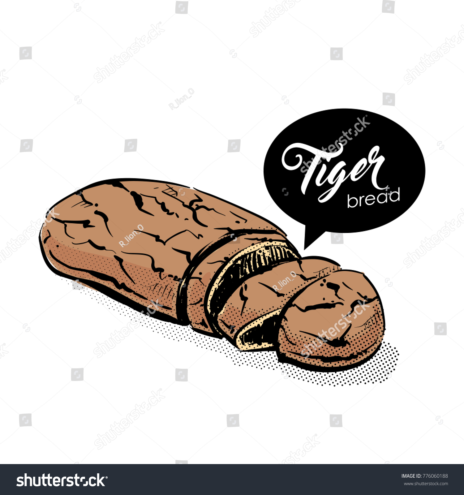 Tiger Bread Drawing Sketch Style Vector Stock Vector (Royalty Free ...
