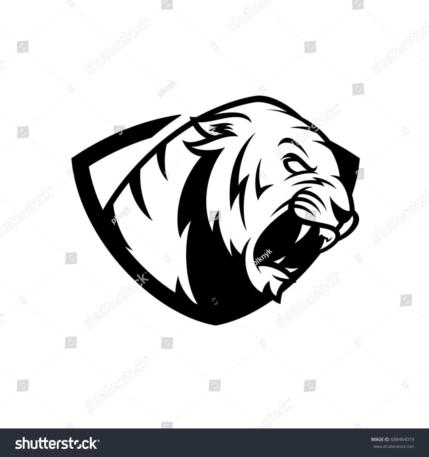 Tiger Bw Vector Logo Mascot Stock Vector (Royalty Free) 688464019