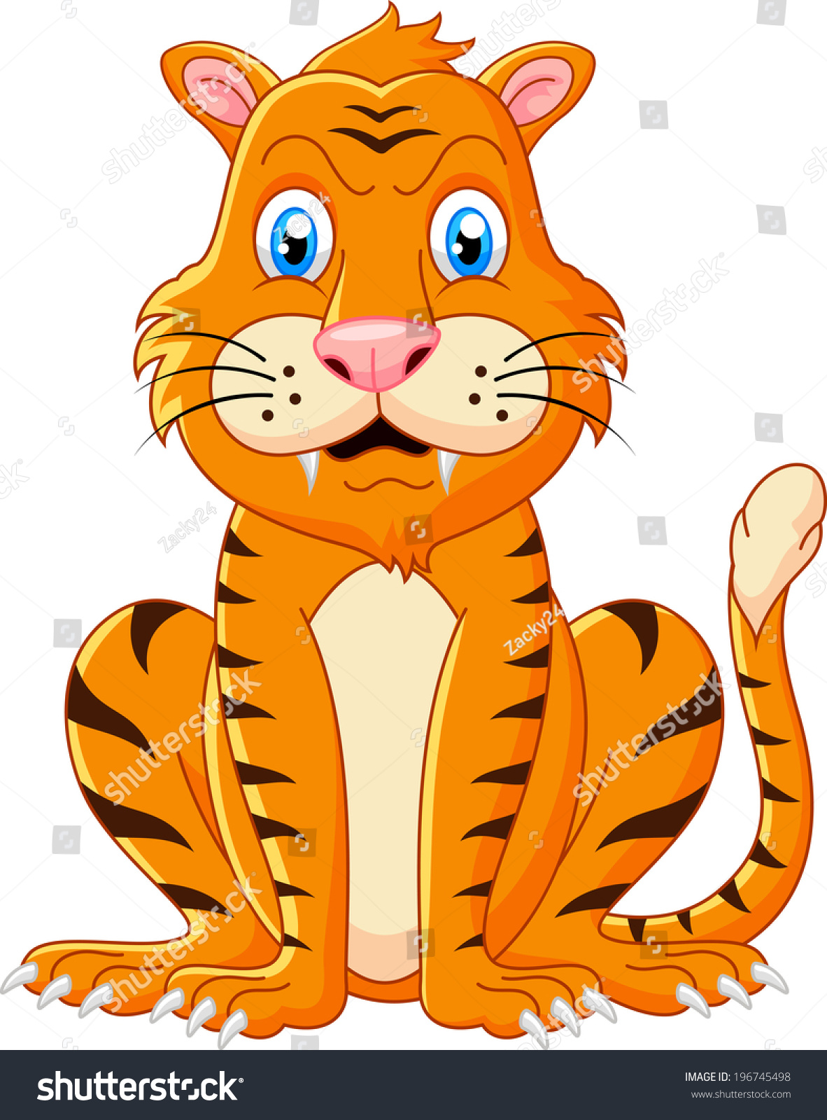 Tiger Cartoon Sitting Stock Vector 196745498 - Shutterstock