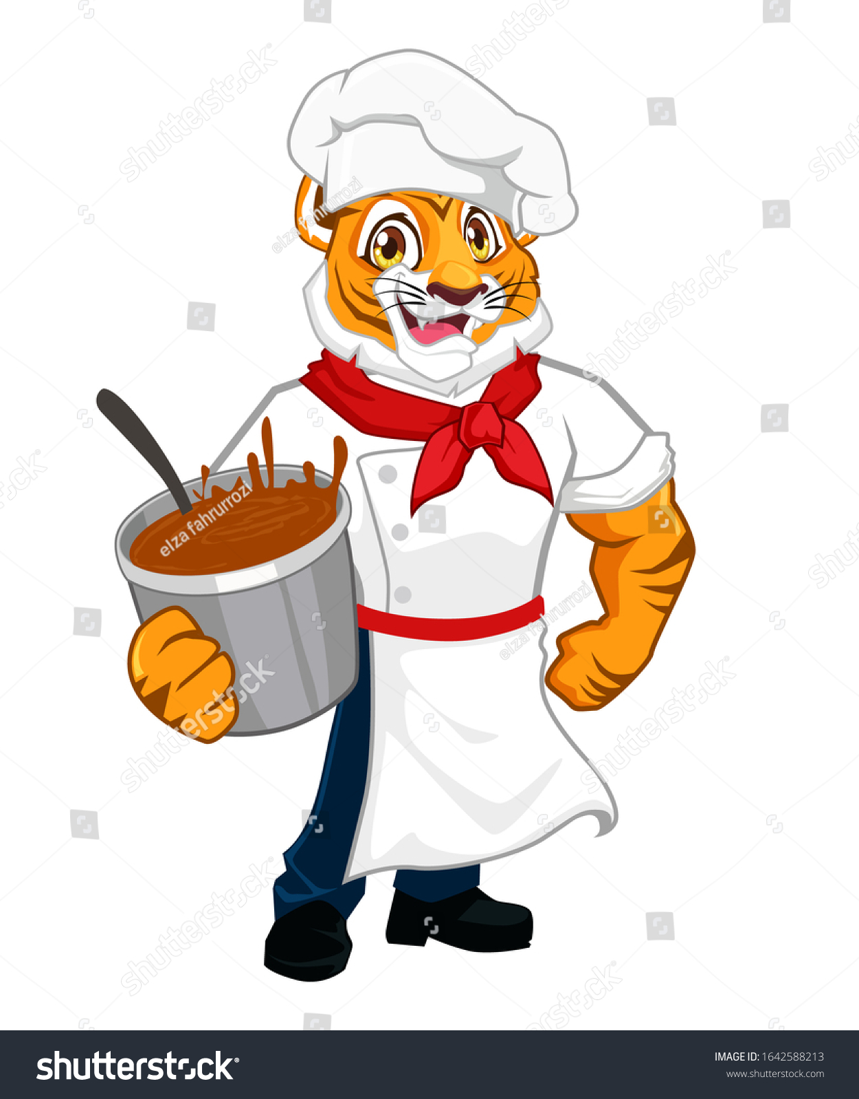 Vektor Stok Tiger Chef Cartoon Vector 4 (Tanpa Royalti) 1642588213 ...