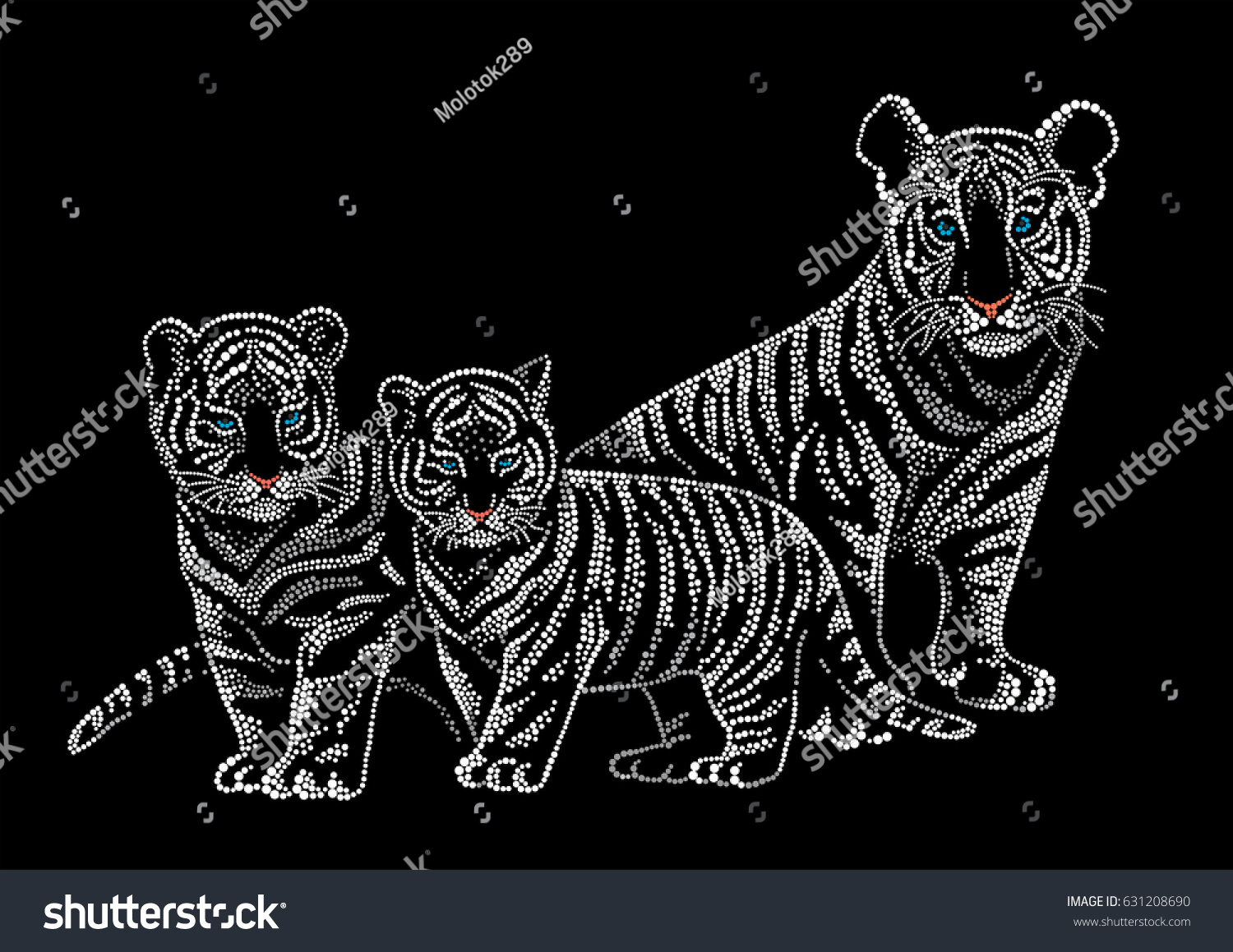 Tiger Cubs Dot Illustration Stock Vector (Royalty Free) 631208690 ...