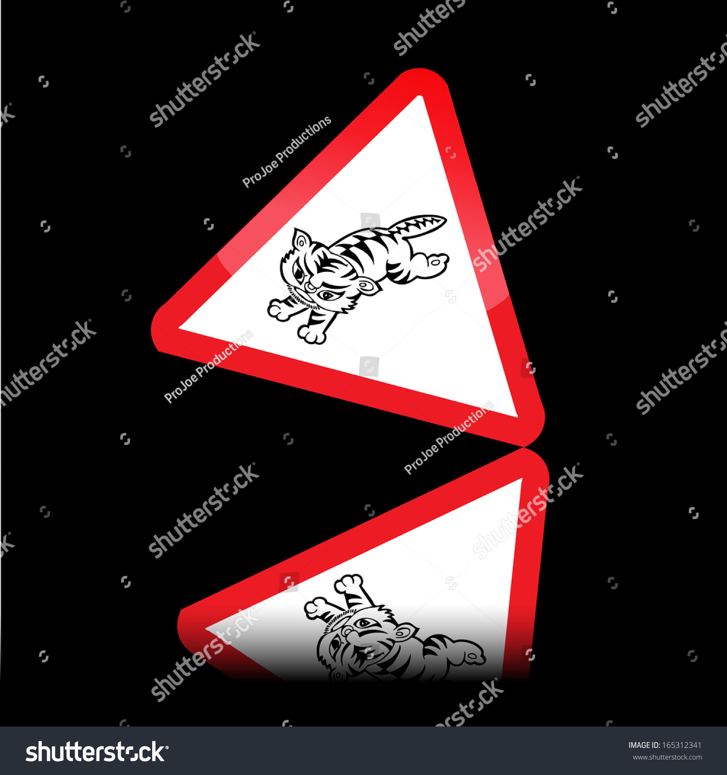 Tiger Danger Signs Stock Vector (Royalty Free) 165312341 | Shutterstock