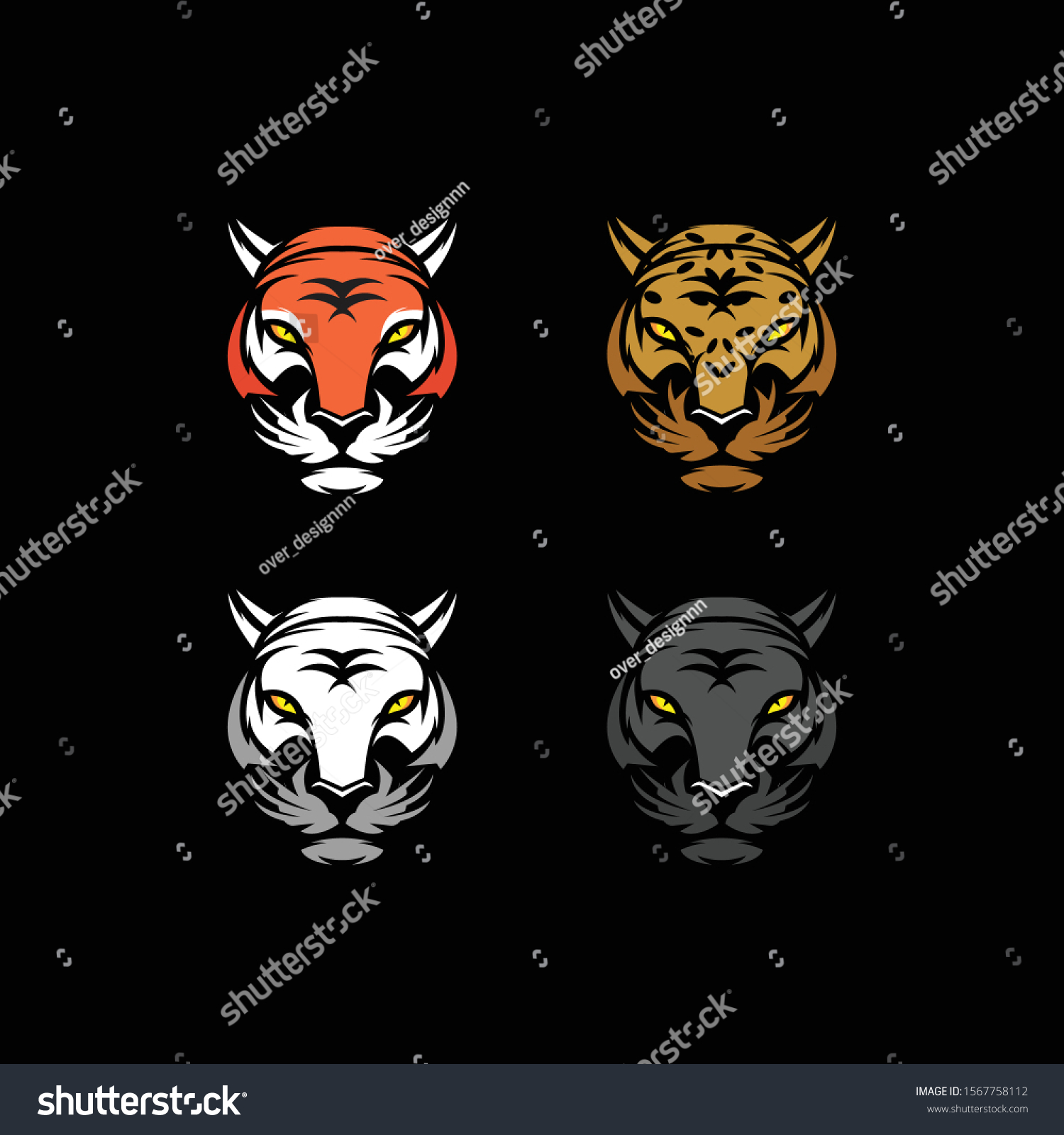 Tiger Face Design Ilustration Premium Vector Stock Vector (Royalty Free ...