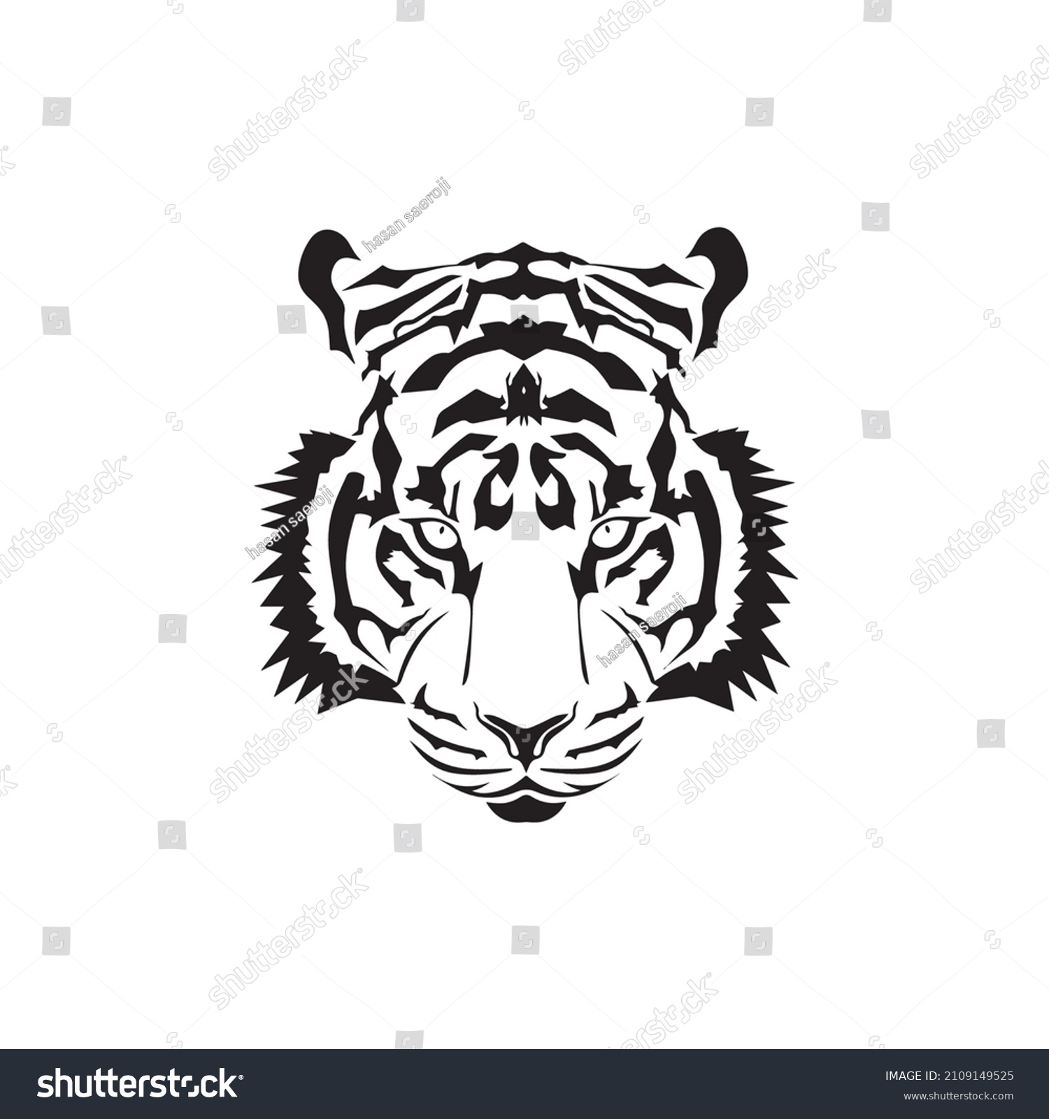 Tiger Head Drawing Vector Illustration Stock Vector (Royalty Free ...