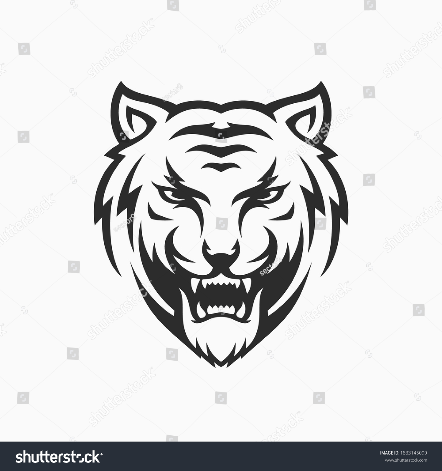 Tiger Head Face Logo Monochrome Vector Stock Vector (Royalty Free ...