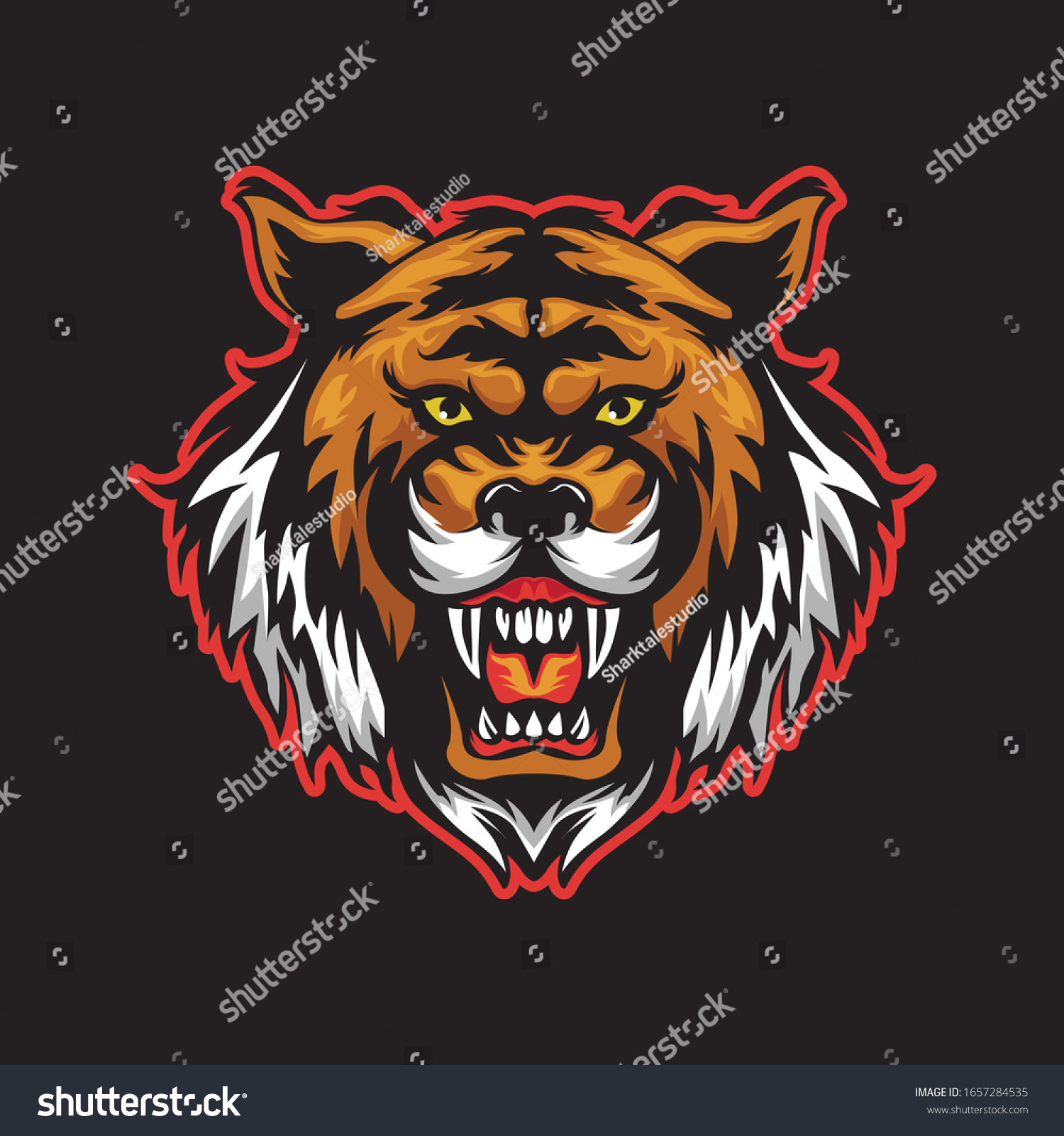 Tiger Head Front View Vector Illustration Stock Vector (Royalty Free ...
