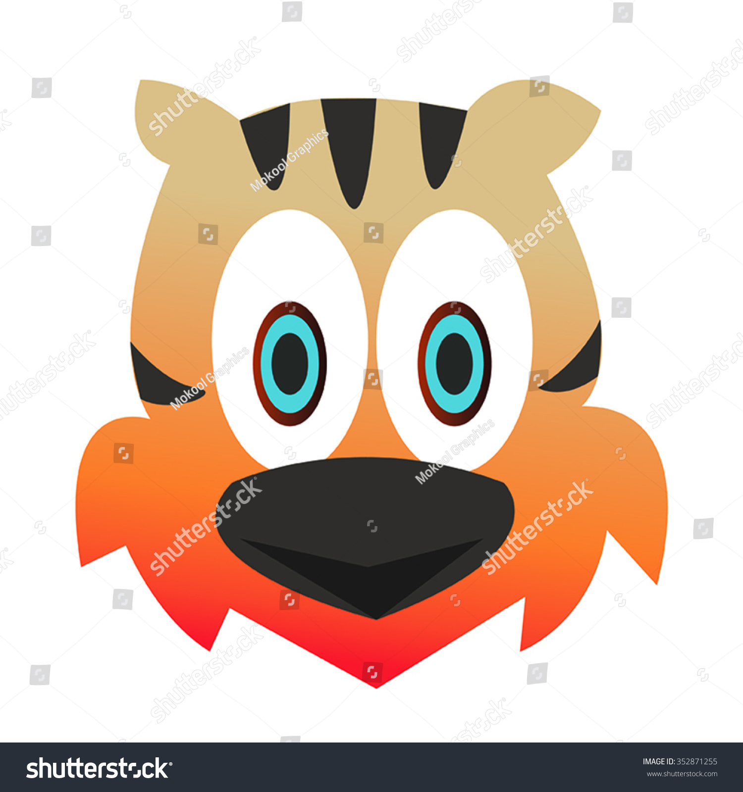 Tiger Head Goofy Friendly Cartoon Vector 스톡 벡터(로열티 프리) 352871255 ...