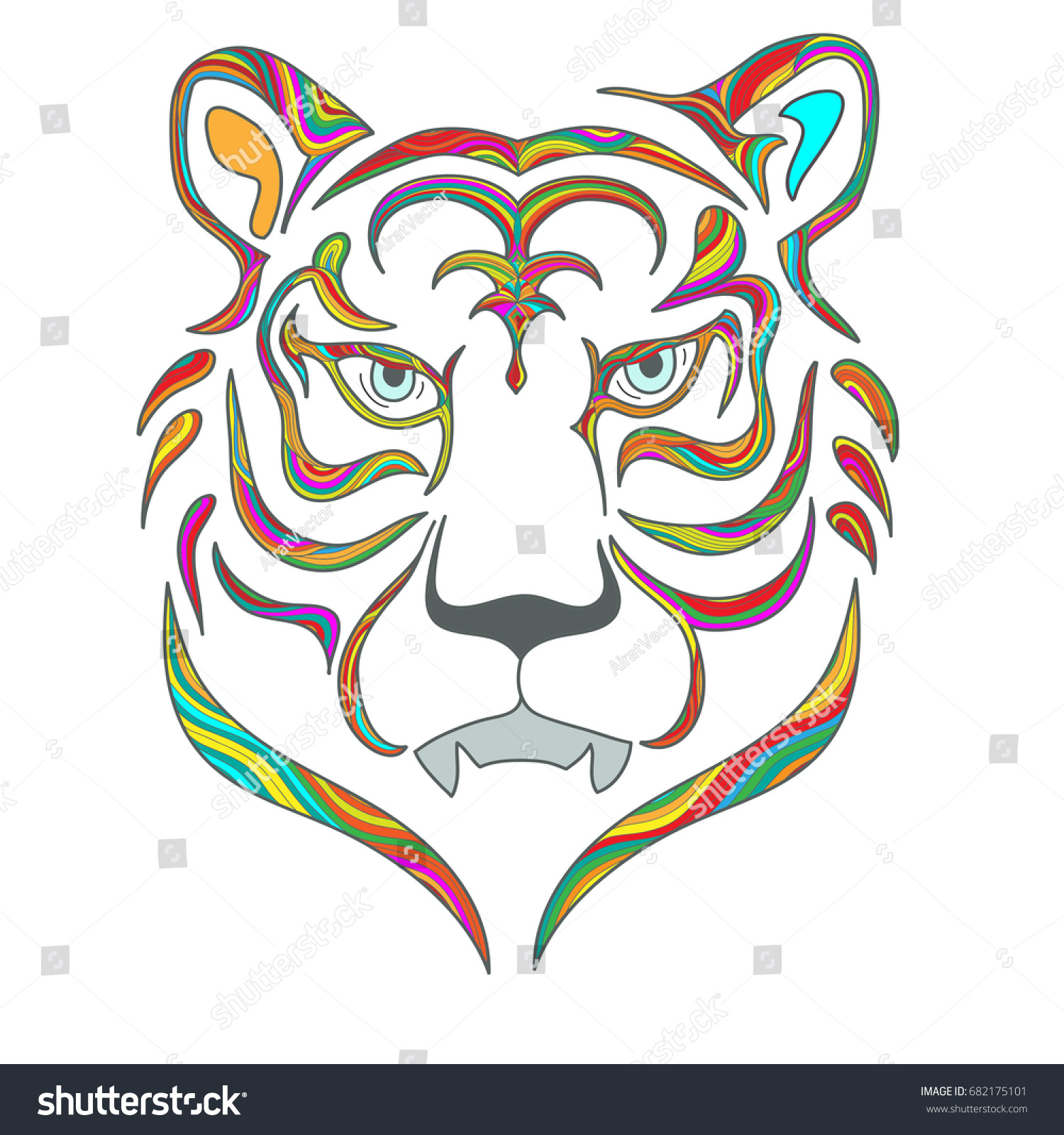 Tiger Head Graphic Stock Vector (Royalty Free) 682175101 | Shutterstock