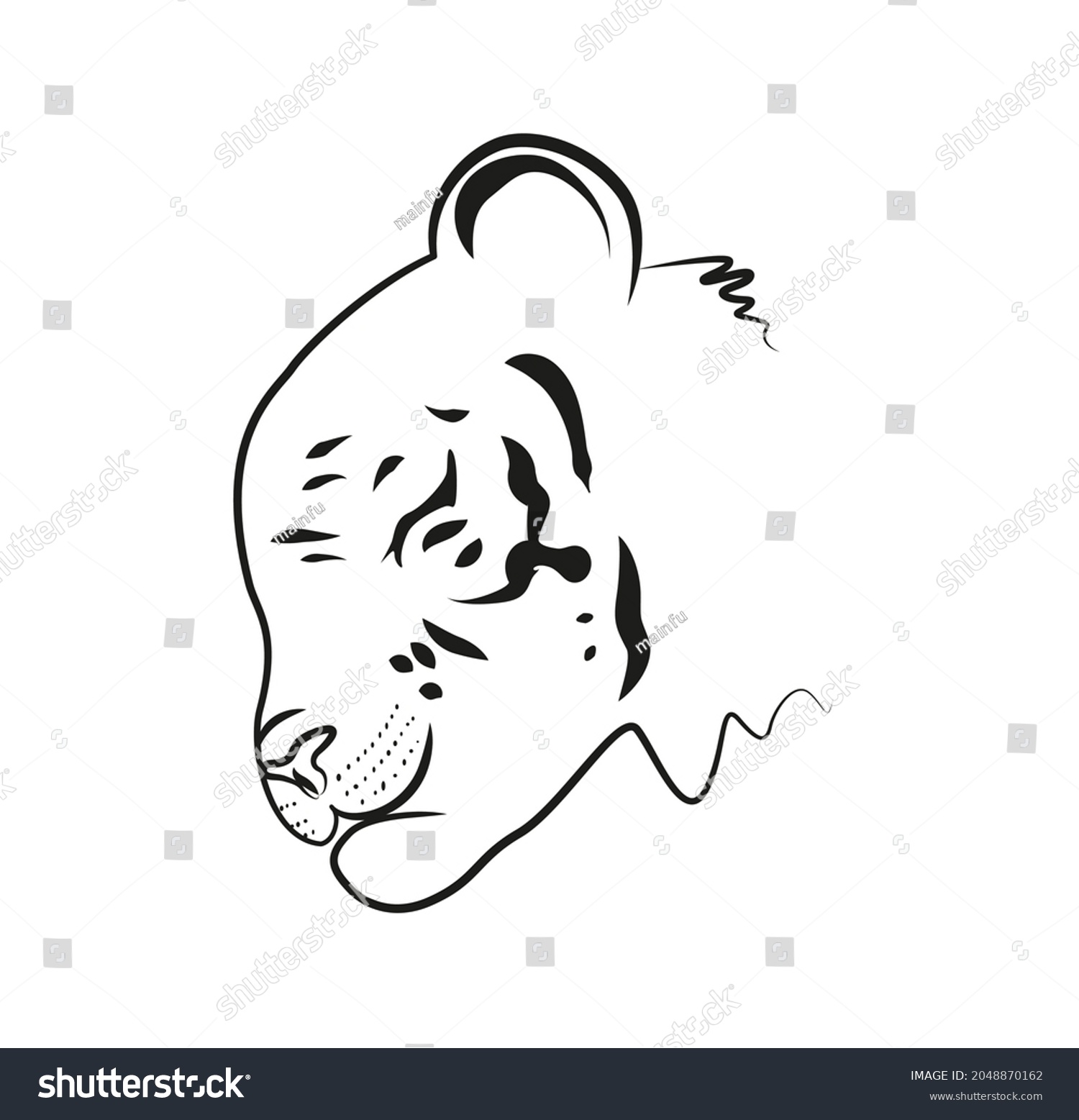 Tiger Head Side View Hand Drawing Stock Vector (Royalty Free) 2048870162