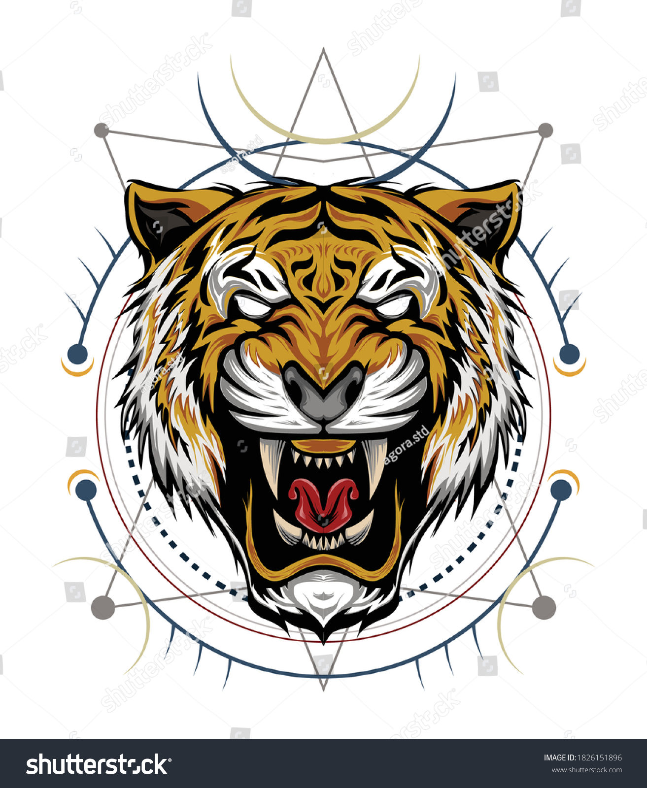 Tiger Head Vector Celtic Frame Illustration: เวกเตอร์สต็อก (ปลอดค่า ...