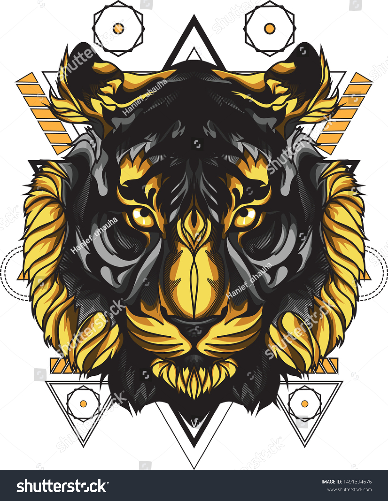 Tiger Head Sacred Geometry Stock Vector (Royalty Free) 1491394676 ...