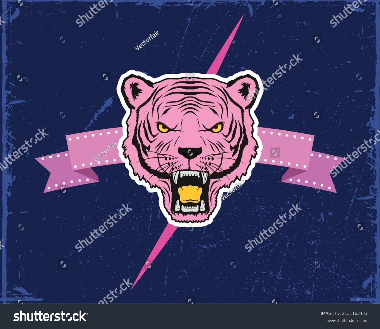 Tiger Ribbon Patch Poster Stock Vector (Royalty Free) 2131163433 ...