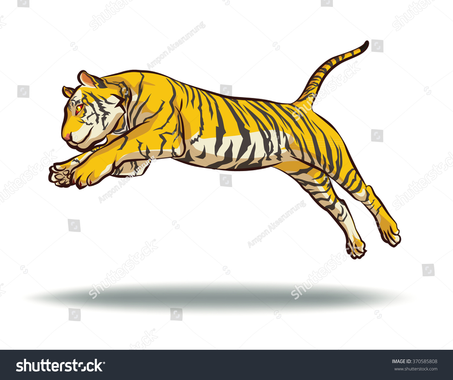 Tiger Jump Isolate On White Background Stock Vector (Royalty Free ...
