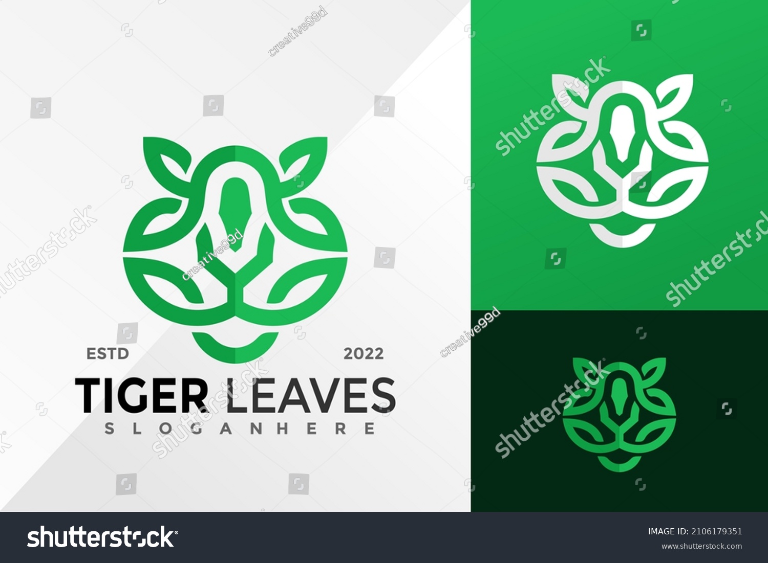Tiger Leaf Linear Logo Design Vector Stock Vector (Royalty Free ...