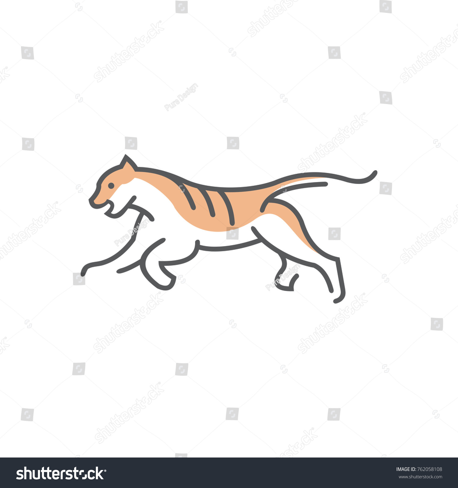 Tiger Line Drawing Simple Logo: vector de stock (libre de regalías ...