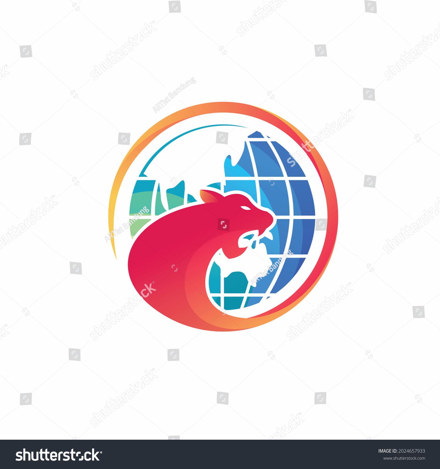 Tiger Logo Globe Concept Stock Vector (Royalty Free) 2024657933