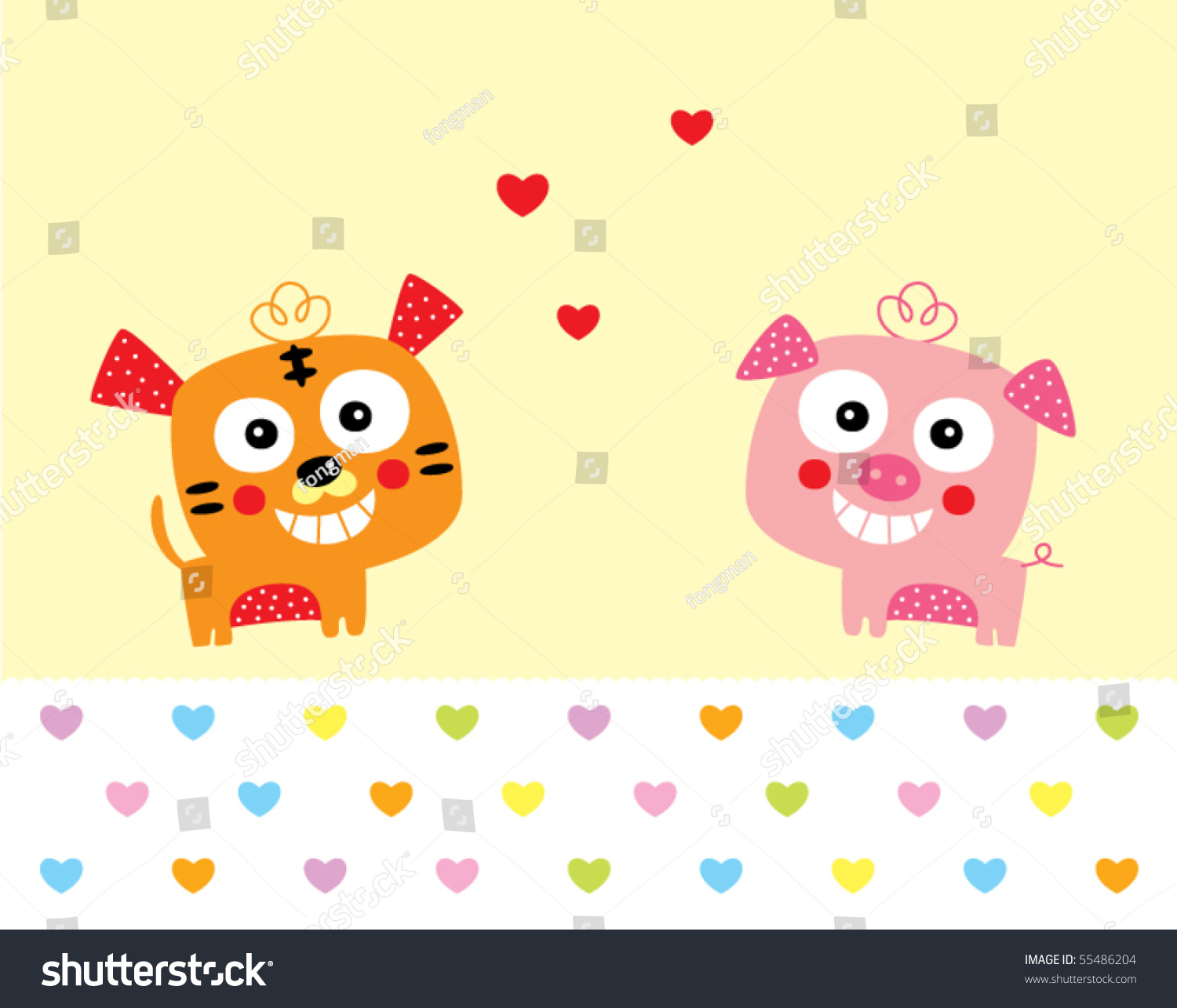 Tiger Loves Pig Stock Vector (Royalty Free) 55486204 | Shutterstock