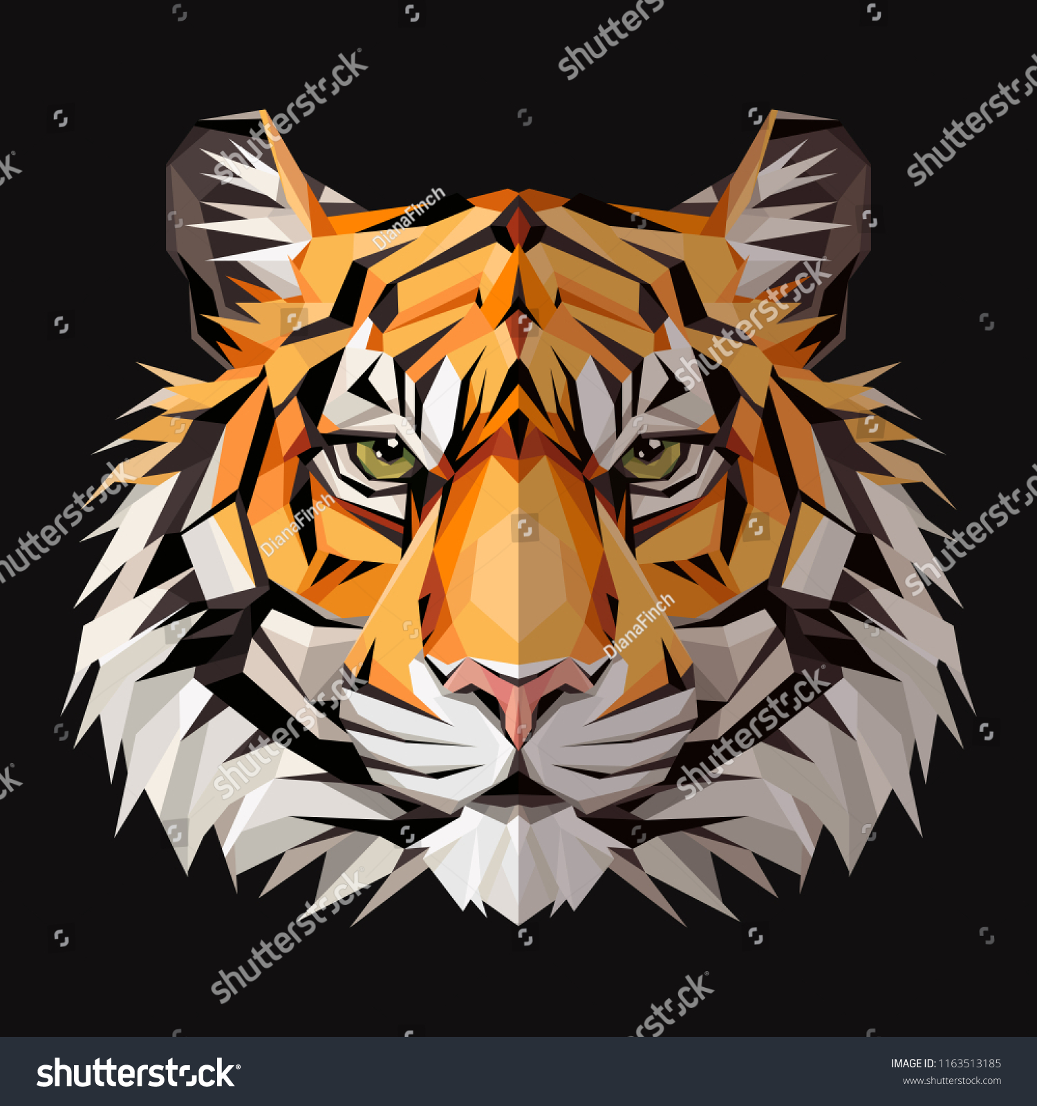 Tiger Low Poly Triangular Design Triangle Stock Vector (Royalty Free ...