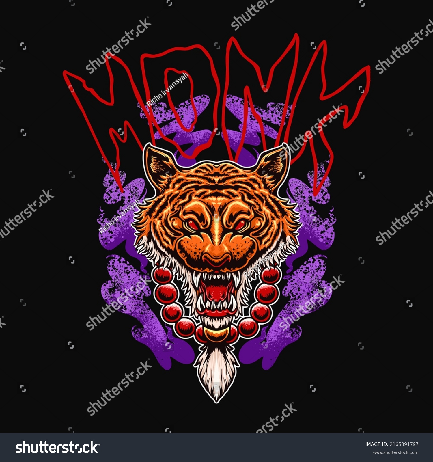 Tiger Monk Head Vector Illustration Stock Vector (Royalty Free ...