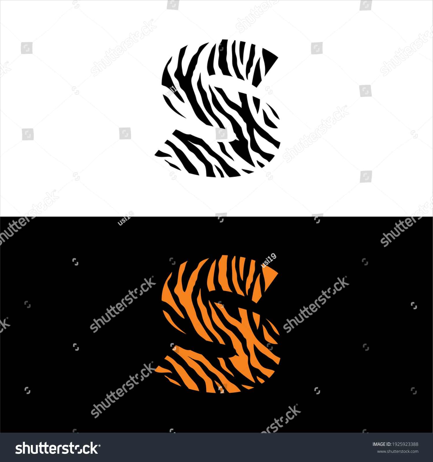 Tiger Pattern Letter S Logo 001 Stock Vector (Royalty Free) 1925923388 ...