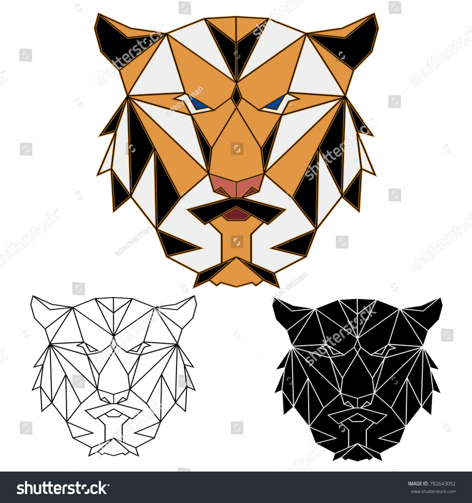 Tiger Polygon Colored Illustration: เวกเตอร์สต็อก (ปลอดค่าลิขสิทธิ์ ...