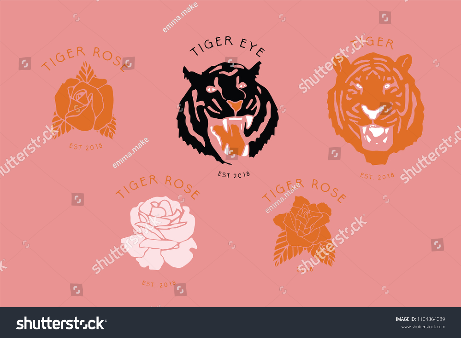 Tiger Rose Logos Stock Vector (Royalty Free) 1104864089